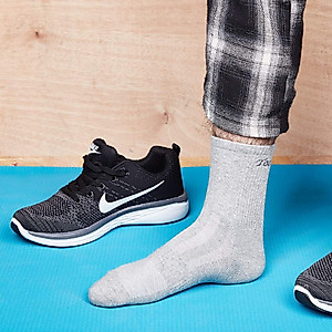 Toes&Feet Men's 6-Pack Grey Anti-Odor Quick-Dry Quarter Crew Athletic Socks, Size 6-12