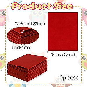 10 Pcs Red Felt Sheets 7"x11.2" Felt Fabric for Crafts Squares Felt Fabric Sheets Thick Red Fabric Non-Woven Felt Fabric for Halloween Christmas DIY Patchwork Sewing Craft Decorative Projects