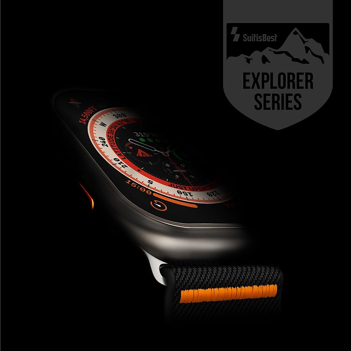 Suitisbest Sport Band for Apple Watch Ultra 2/Apple Watch Ultra Band 49mm 45mm 44mm 42mm for Men, Nylon Solo Loop Wide Replacement Strap for iWatch Series Ultra 8 7 6 5 4 3 SE