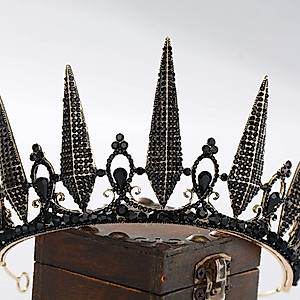 S SNUOY Black Crowns for Women Rhinestone Tiara Baroque Crown Wedding Headpiece Costume Party Accessories for Women