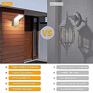 Inowel Wall Light Outdoor LED Wall Mount Lamp White Modern Wall Sconce Lighting Lantern Fixture Aluminum Lights for Porch Front Door Garden Yard Patio IP65 Waterproof 18W 1800Lm 3000K