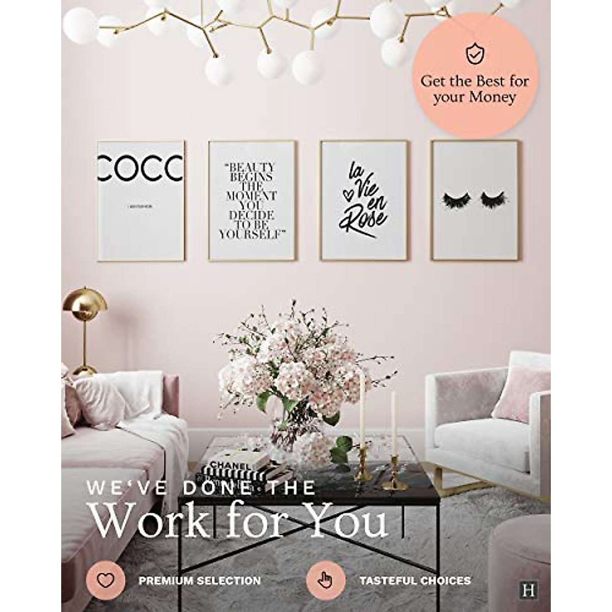 Heimlich Motivational Wall Art UNFRAMED Set of 4 Motivational Poster | Positive Quotes Wall Decor for Minimalist Wall Art & Inspirational Wall Art Set of | 4 Wall Prints, Coco, 4X [11x17]