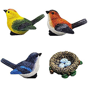 Miniature Figurines 1PC Fairy Garden Miniatures Mini Bird Garden Decorations Accessories Resin Crafts DIY Plant Bonsai Figurines(S-Orange Bird)