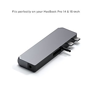 Satechi USB C Hub Multiport Adapter Pro Hub Mini, USB C Dongle with USB4 Port, USB C Data, 2 USB-A Data, Ethernet, Audio Jack, for MacBook Pro/Air M1 M2 M3 - Space Gray