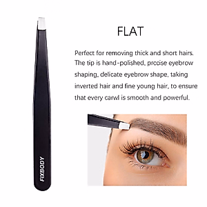 FIXBODY Tweezers Set 5-Piece - Professional Stainless Steel Tweezers with Curved Scissors, Best Precision Tweezer for Eyebrows, Splinter & Ingrown Hair Removal with Leather Travel Case