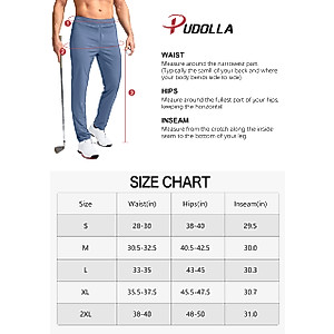 Pudolla Men's Golf Pants Stretch Sweatpants with Zipper Pockets Slim Fit Work Casual Joggers Pants for Men (Black Large)