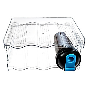 Nova Nest Water Bottle Organizer and Wine Rack, Maximize Space and Efficiency, Clear Plastic, Sturdy Design, Fits 32 oz Bottles, Ideal for Fridge, Cabinet, and Pantry, Stackable - 6 Bottles