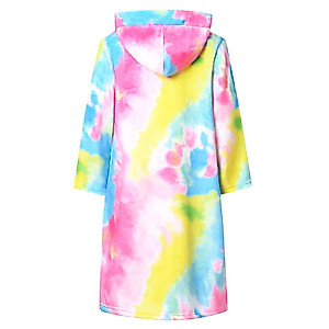 Jxstar Matching Girls&Doll Robe Kids Bathrobes American Girl Plush Fleece Tie Dye Pajamas,Size 6 7