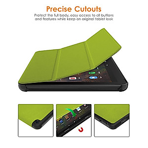 DTTO Case for All-New Fire HD 10 & 10 Plus Tablet (Only Compatible with 11th Generation Tablet, 2021 Release), Slim PU Leather Trifold Stand Cover Hard Back Shell with Auto Sleep/Wake, Spring Green