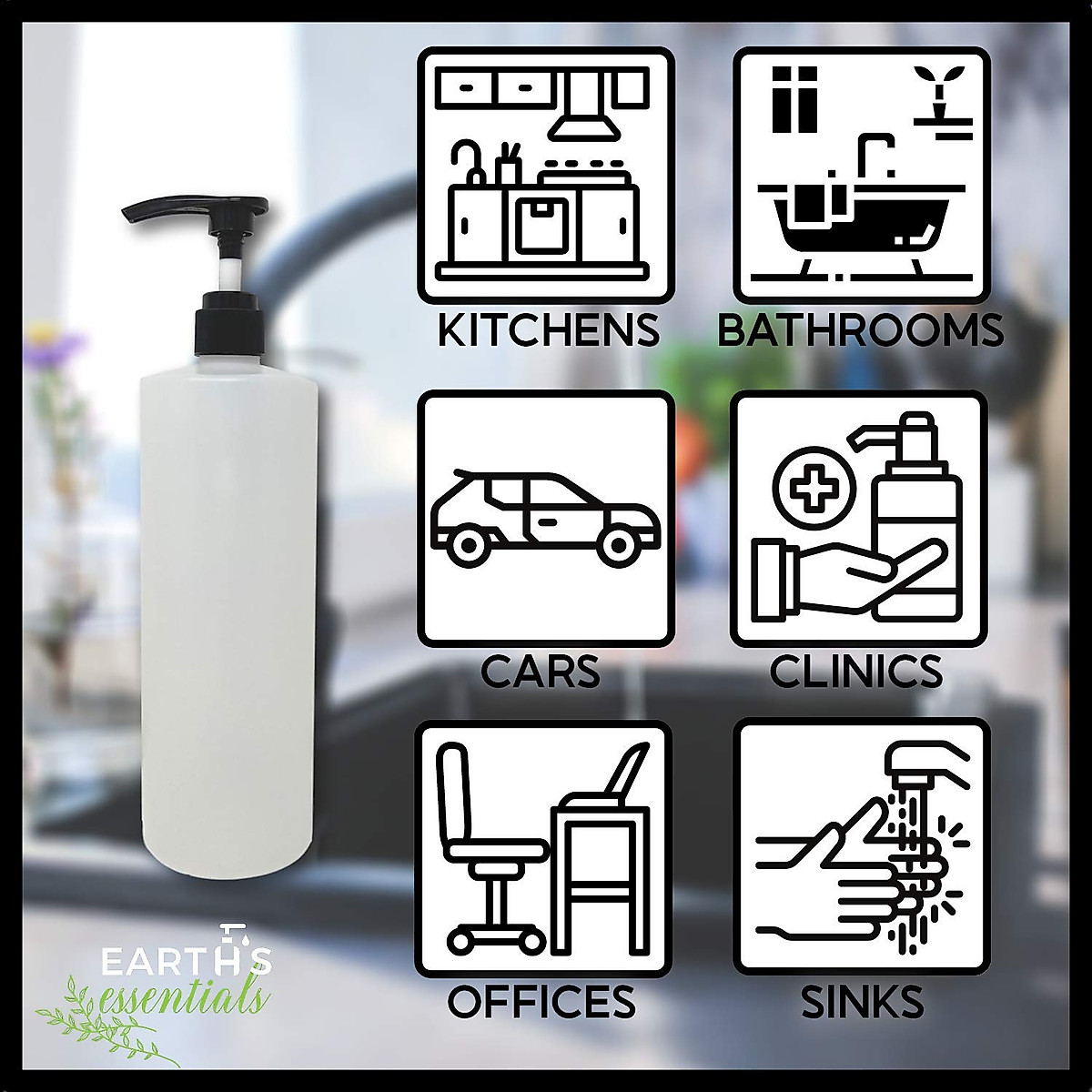 32oz (1 quart) Refillable Empty Pump Bottle Soap Dispensers for Hand Soap, Shampoo, Shower Gel, Body Wash and Lotion, BPA-Free HDPE Plastic with Heavy-Duty Shower-Guard Pump (2 Pack)