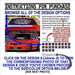 Noizy Graphics 24" JDM Rear Window Decal Windshield Sticker RW-68 (20+ Designs!) Lone Wolf Self Built Independent Racer Antisocial Solo Pack Car Vinyl Japanese Flag Kanji Bottom Back Side Color: RED