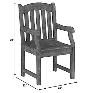 Vifah V1295 Renaissance Hand-Scraped Acacia Slatted Back and Seat Outdoor Armchair