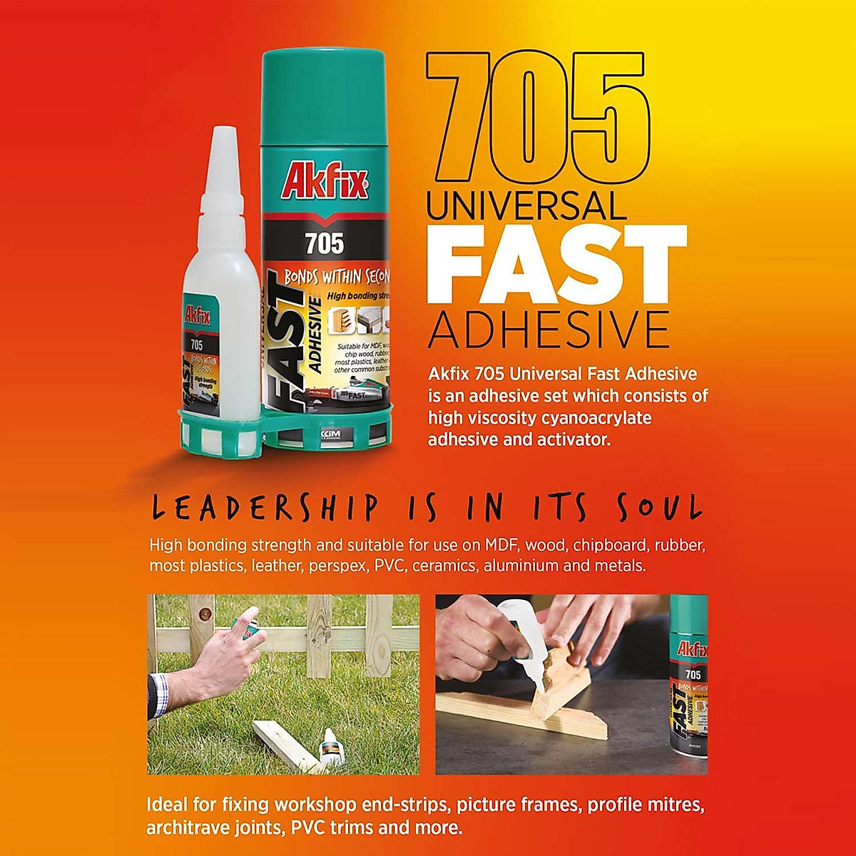 Akfix-GA060 705 Fast Adhesive CA Glue (1.76 oz.) with Activator (6.76 fl oz.) [Clear Super Glue Adhesive and Accelerator Spray]