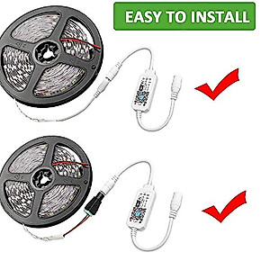 Sumaote Single Color LED Strip Lights WiFi Controller, Compatible with Android iOS Works for 5050 3528 COB LED Light Strips, 5V-28V, Voice Control, Dimmable, Timing Function