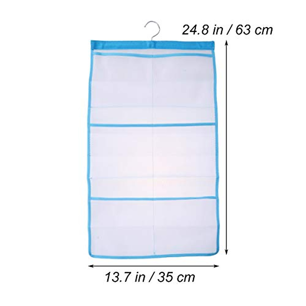 Amosfun Bathroom Organization and Storage 6 Storage Pockets Hanging Mesh Shower Caddy Space Saving Bathroom Accessories Quick Dry Bath Organizer with Single Hook (Sky- Blue)