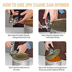 JPH Commercial Can Opener Manual Heavy Duty - Easy to Use with Comfortable Easy Crank Handle - Swing Grip Design, Hand Can Opener, Includes Built in Bottle Opener (Extra Large)