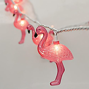 SUNSGNE Pink Flamingo Outdoor String Lights Party Lights, Summer Patio String Lights Holiday String Lights Cute Pink Flamingo Lights Fun Lights for Bedroom Home, Birthday Gift, Party Decor