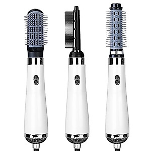 HAAPPYBOX 3 in 1 Hot Air Brush One-Step Hair Dryer Comb 3 Interchangeable Brush Combs Volumizer Hair Curler Straightener