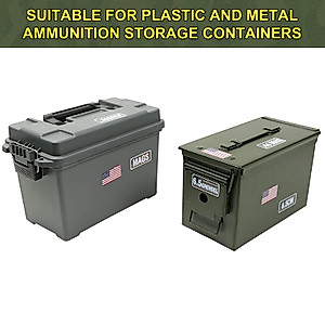 Aolamegs Ammo Can Vinyl Sticker Set Decal Label for Cans Cases Boxes .22 .223 .308 9MM .380 .45 5.56 7.62 12GA 300BLK (Choose Your Version）Black (80 Pack/16 Varieties (3 PCS USA FLAG STICKERS))