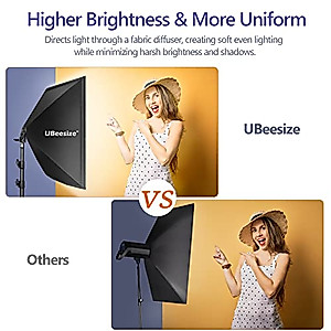 UBeesize Softbox Photography Lighting Kit, 27” x 20” Continuous Lighting Kit with 2pcs 40W E27 Socket 6500K Bulbs, Professional Photo Studio Lighting for Video Recording, Portrait Shooting