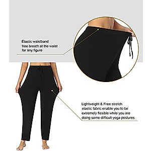 ASIMOON Sweatpants for Women Comfy Wide Leg Yoga Pants with Pockets Stretch High Waist Loose Lounge Jogging Pants