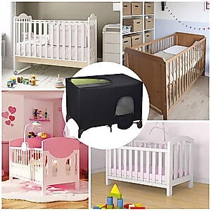 Pack N Play Cover Crib Canopy Cover, Foldable Baby Bed Cover with Safety Vents, Portable Crib Sunshade for Indoor Outdoor Black