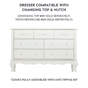 Evolur Aurora 7 Drawer Double Dresser, Frost