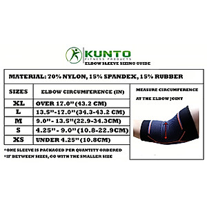 Kunto Fitness Elbow Brace Compression Support Sleeve for Tendonitis, Tennis Elbow, Golf Elbow Treatment - Reduce Joint Pain During Any Activity!