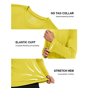 Men's Long Sleeve UPF 50 Workout Shirt - Athletic, Fishing, Hiking, Swimming - Yellow, MAGCOMSEN