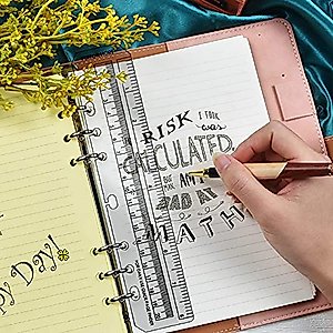 PERFORMORE 2 Pack of Snap-in 8” Bookmark Rulers, Black and Clear Plastic Page Marker Divider Pagefinder Measuring Today Ruler for A5 Size Binder Notebook Planner with Up to 7-Hole Ring Configuration