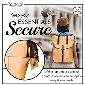 ORNA'S LEATHER ART | SWAN Everyday leather backpack for Women. Practical, Stylish and Spacious Women’s Bag. Real Leather in A Chic Backpack And Contemporary Design, (SAND)