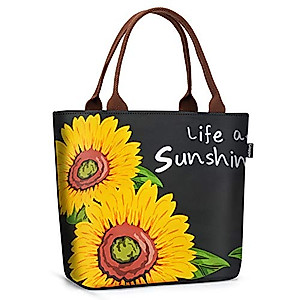 Gloppie Lunch Bag Women Insulated Womens Lunch Bag for Work Leakproof Lunch Tote Sunflower Adults Lunch Box Purse Reusable Lunch Cooler Bag Loncheras para mujer 9L