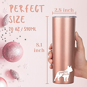 Onebttl French Bulldog Gifts for Women, Best Frenchie Mom Gifts for Birthday, Unique Dog Mom Gifts for Frenchie Mama, Rose Gold Stainless Steel Insulated Tumbler 20 oz - Frenchie Mom