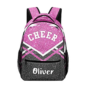 XOZOTY Rose Red Cheer Cheerleader Backpack Personalized Name Bag Bookbags Daypack for Kids Adult