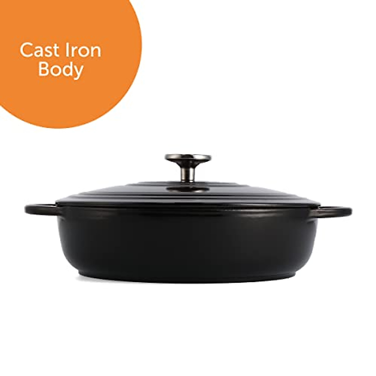 BK Bourgogne Enameled Cast Iron Induction 4.2QT Nonstick Braiser, PFAS Free, Dishwasher Safe, Jet Black