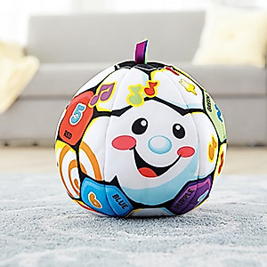 Fisher-Price Baby Learning Toy Laugh & Learn Singin’ Soccer Ball Musical Plush with Sounds & Phrases for Infants Ages 6+ Months