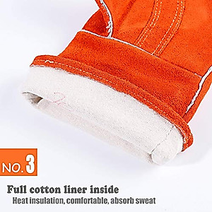 QeeLink Leather Welding Work Jacket with Gloves Flame-Resistant Heavy Duty Split Cowhide Leather Welder Jackets with Gloves for Men & Women, XX-Large