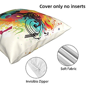 OUSIKA Abstract Music Themed Throw Pillow Covers Super Soft Morden Decorative Pillowcases Square Cozy Cushion Covers for Sofa Couch Bed Home Decor 16"X16"