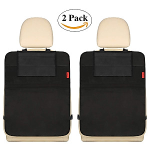 DEAR AUTO Car Backseat Organizer - Car Seat Protector - 2 Pack - Premium Quality Car Kick Mats with 10" Tablet Holder - Extra Large Pocket-ECO Friendly Waterproof material- Sturdy Top