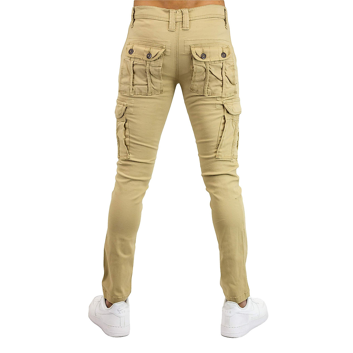 PJ Mark Bleecker and Mercer Men's Utility Cargo Pants - Premium Slim Skinny Stretch 7 Pockets Cargo Pants (41842- Stretch Cargo- Khaki, 44x32)