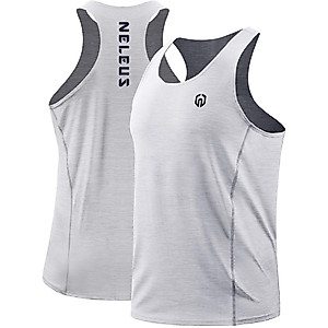 NELEUS Men's 3 Pack Running Tank Tops Dry Fit Muscle Athletic Workout Shirts,5069,Grey Black,Light Grey,Red,US XL,EU 2XL