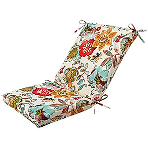 Pillow Perfect Outdoor/Indoor Alatriste Ivory Squared Corners Chair Cushion, 36.5" x 18" x 3”, Floral,Green