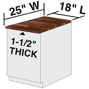 John Boos WALKCT-BL1825-V Blended Walnut Counter Top with Varnique Finish, 1.5" Thickness, 18" x 25"