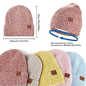 Womens Beanies for Winter Thermal: Cute Red Beanie with Thick Lining Warm Soft Slouchy Winter Hat Skull Cap Christmas Stocking Stuffers Valentines Day Gifts