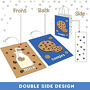 Lsaepon Cookies Milk Birthday Party Favor Gift Bags, Cookie and Monster Theme Birthday Party Goodie Bags- Milk and Cookies Baby Shower Candy Bags for Kids (16 Pack)
