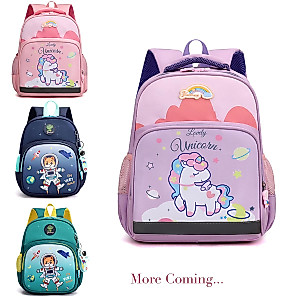 LESNIC Pink Kids Backpack Unicorn for Boys & Girls, Buckles in the Chest, CPC Certified, 12 inch Lightweight Breathable Cute Small Rucksack for Preschool or Kindergarten
