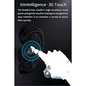 True Wireless Earbuds, BD&M Bluetooth 5.0 Earbuds in-Ear TWS Stereo Headphones with Smart LED Display Charging Case Waterproof Built-in Mic for Sports Work - Black