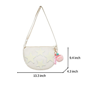 Star Messenger Bag, Goth Purse Kawaii Gothic Bag Y2K Heart Shaped, Women Hobo Shoulder Bag For Travel, Vintage Casual Aesthetic Crossbody Bag (Black)