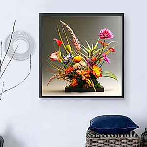 Maripabon 5D Sunflowers Diamond Painting Kits for Adults Full Drill National Flag Cross DIY Round Diamond Art Kits Flowers Picture Art for Home Wall Decor,11.8x15.7 inch