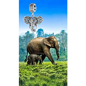 MZC Jewelry Lucky Elephant Charm for Pandora Bracelet Good Luck Animal Dangle Bead for Mom Daughter Sister Women Birthday